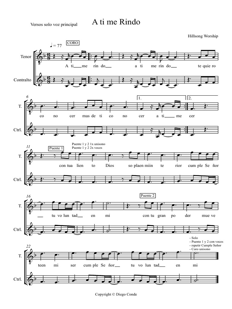 A Ti Me Rindo Voces | PDF | Música vocal | Canto
