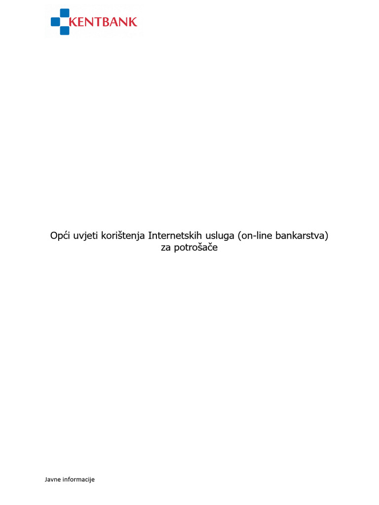 Op I Uvjeti Za Kori Tenje Internetskih Usluga On-Line Bankarstva Za Potro A e Va e I Od 9.3.2019 ...
