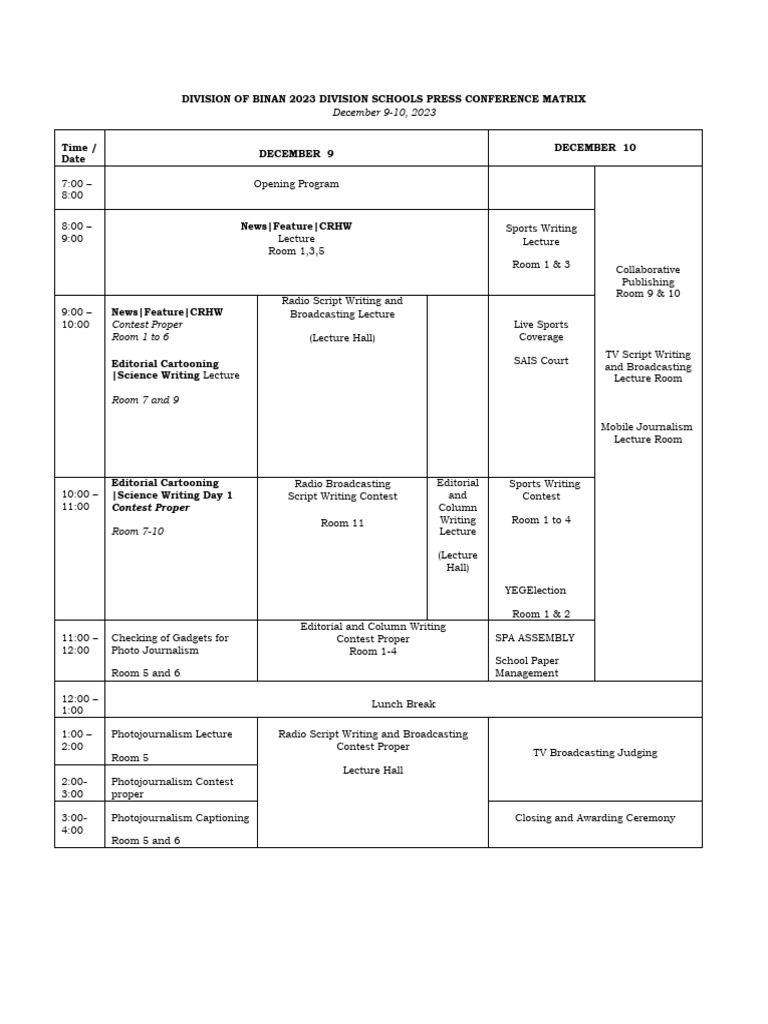 DIVISION OF BINAN 2023 DIVISION SCHOOLS PRESS CONFERENCE MATRIX Final2 ...
