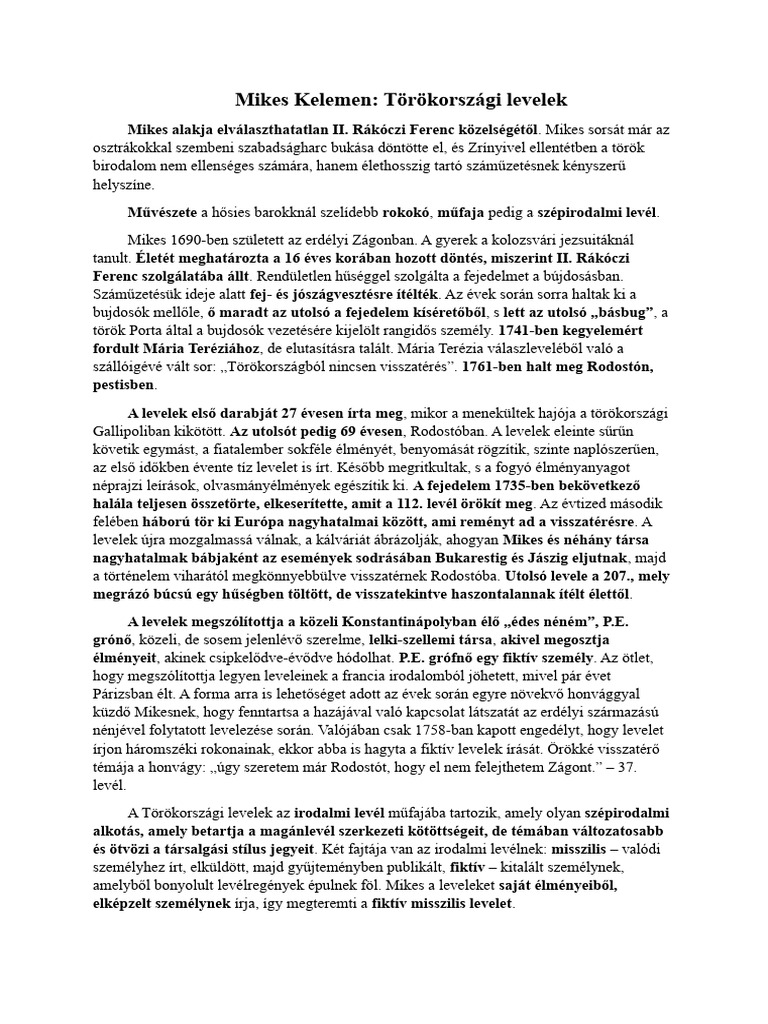 Törökországi Levelek | PDF