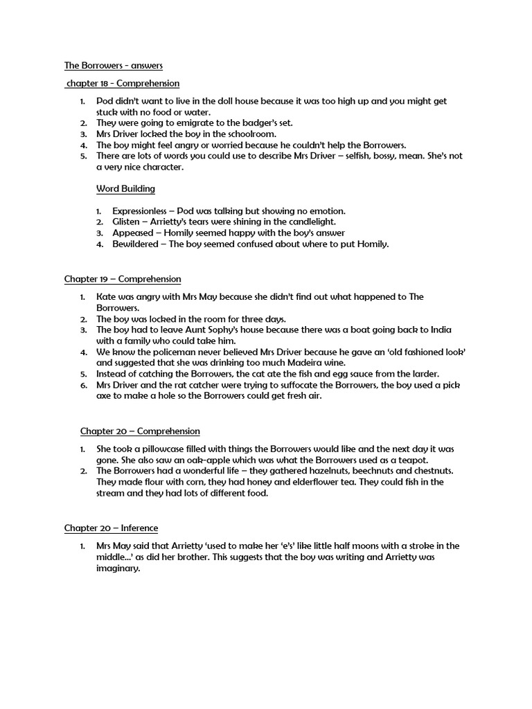 The Borrowers: Comprehension Insights | PDF