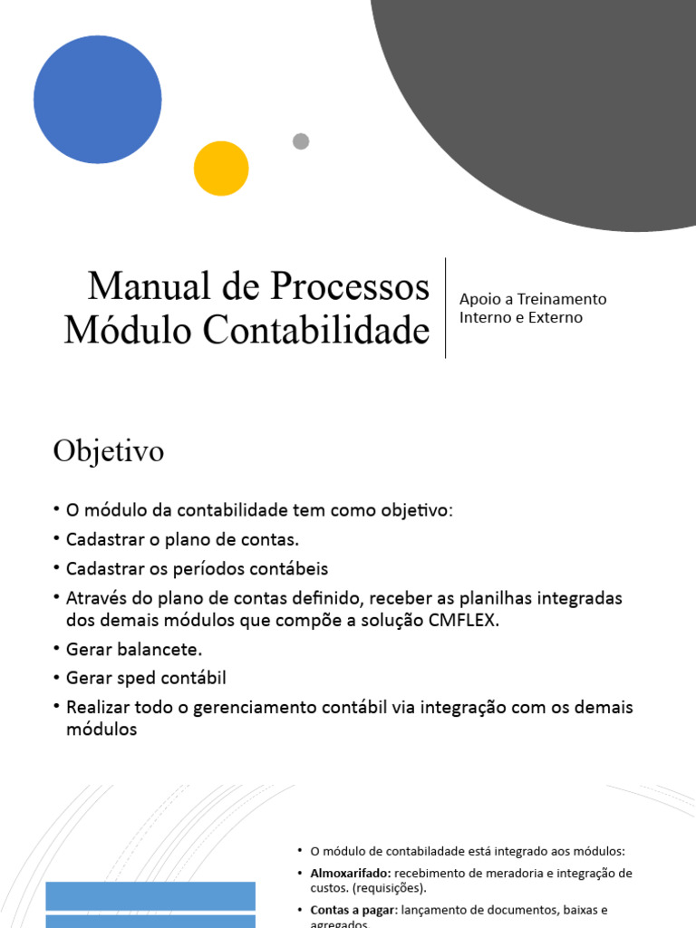 Manual de Processos Módulo Contabilidade - CMFlex | PDF | Negócios