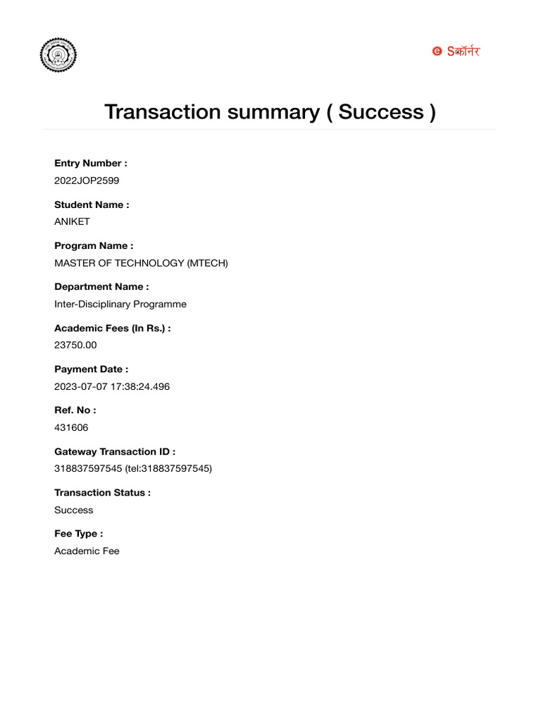 Transaction Summary | PDF