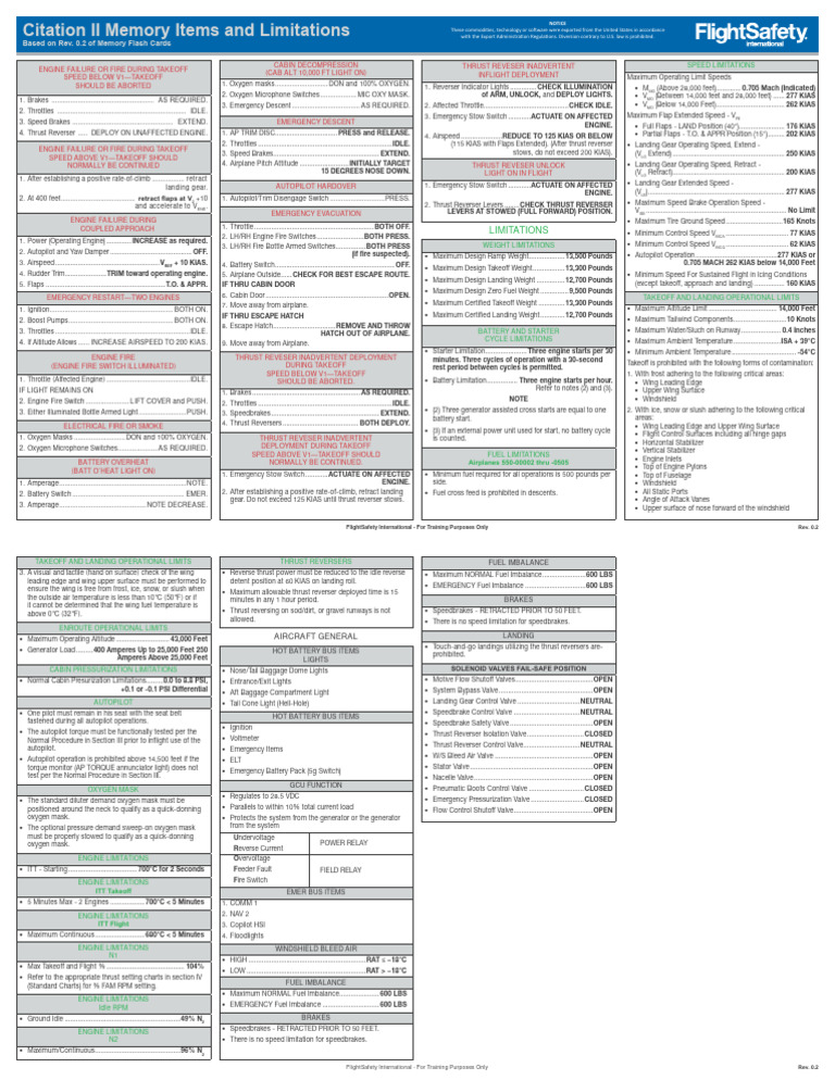 C550 Memory Item | PDF | Takeoff | Landing Gear