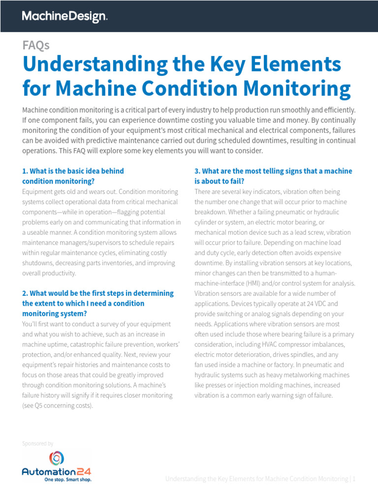 Understanding The Key Elements For Machine Condition Monitoring | PDF ...