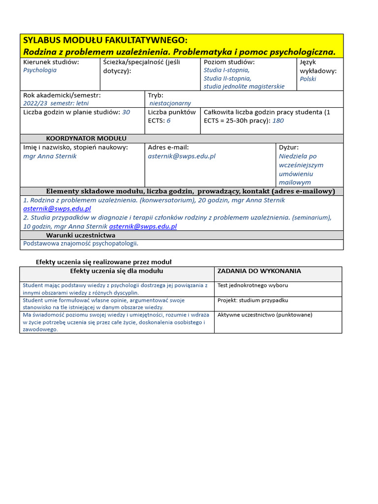 Rodzina Z Problemem Uzależnienia - SWPS | PDF