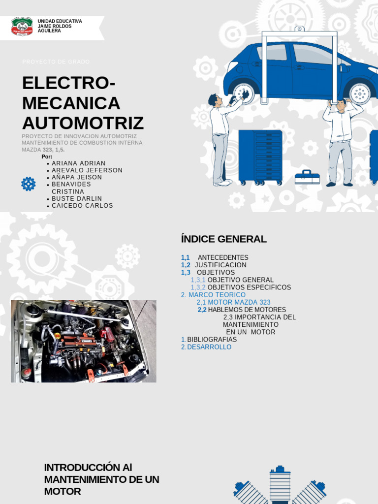 Presentación Mecánica Automóvil Ilustraciones Flat Azul | PDF | Motores | Vehículos