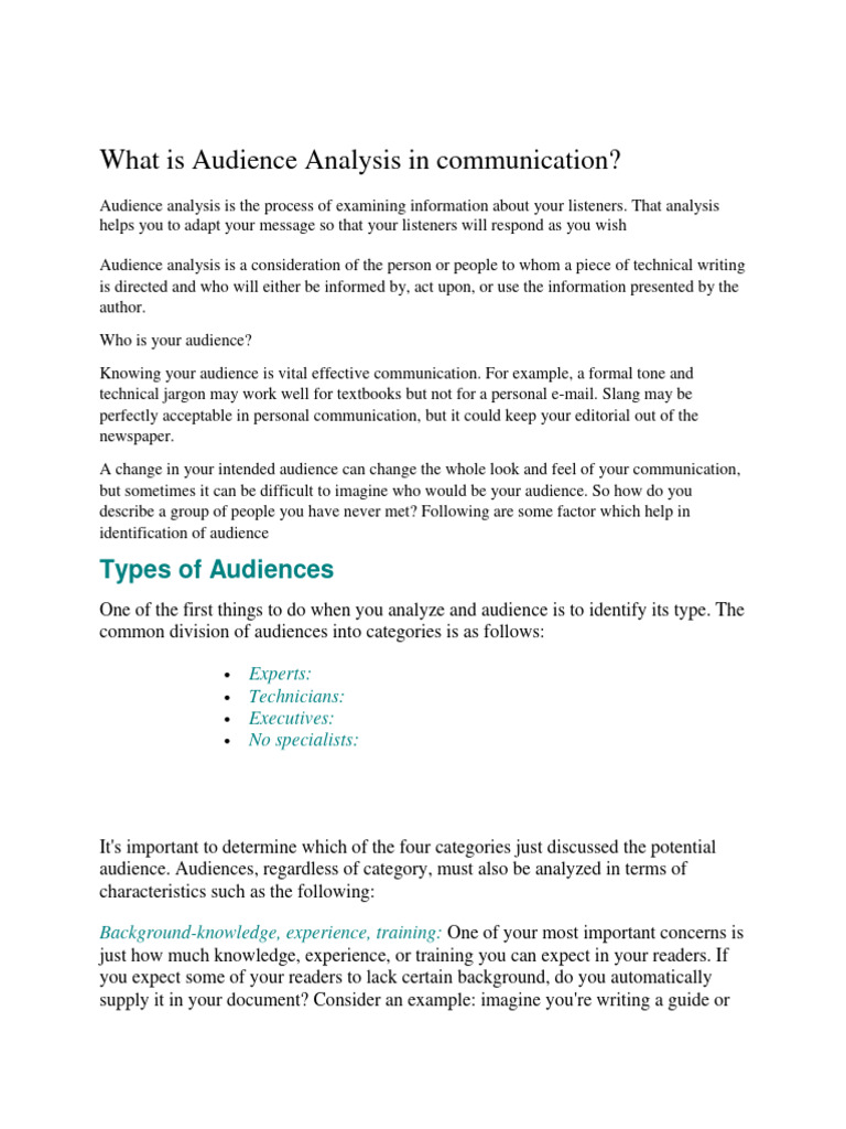 Understanding Audience Analysis | PDF | Attitude (Psychology ...