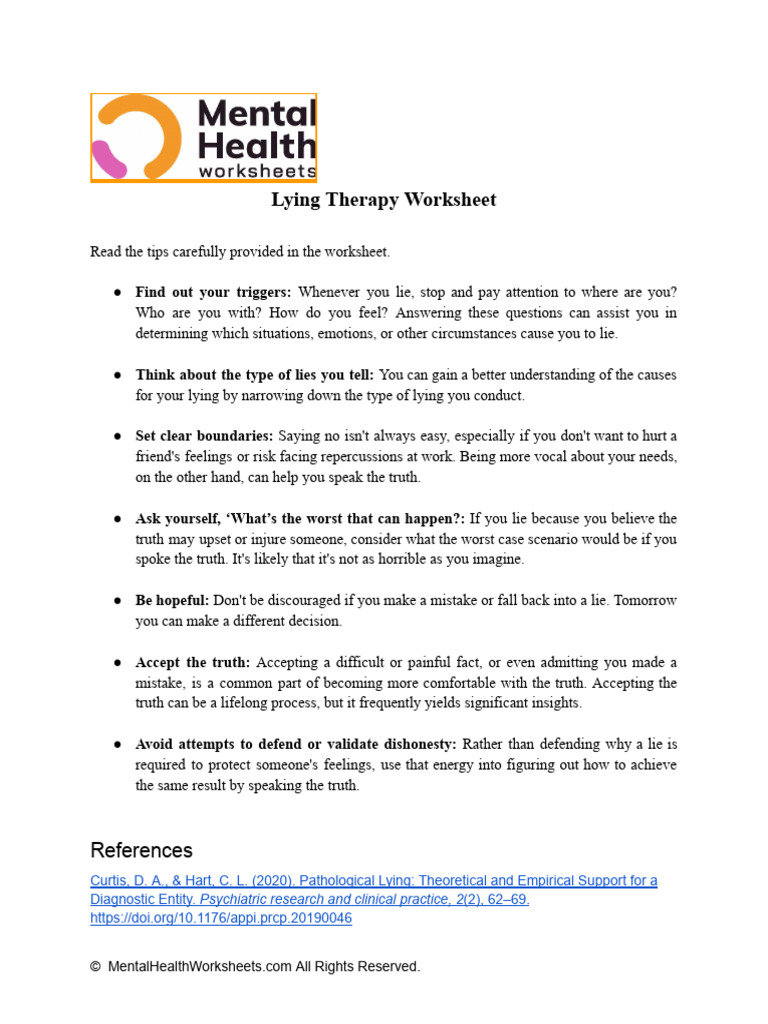 Lying Therapy Worksheet | PDF