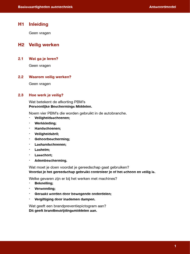 Antwoordmodel BVA | PDF
