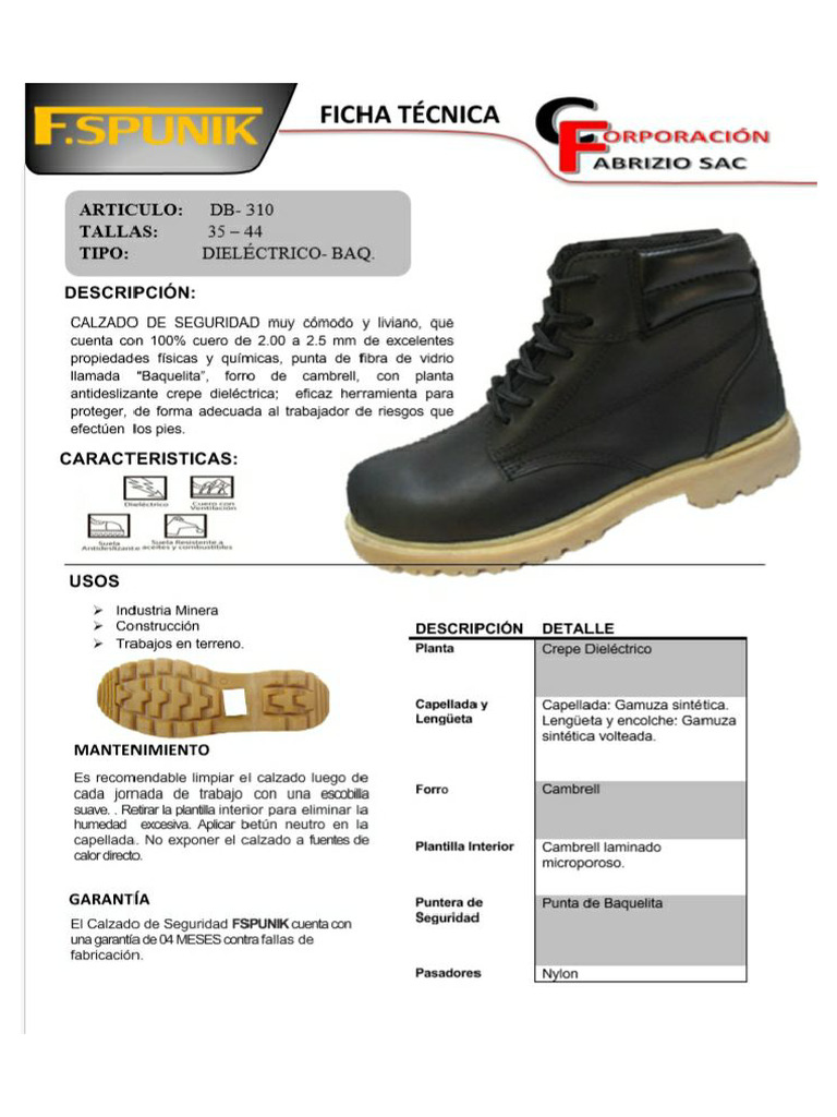 FT - Zapatos Dieléctricos F.SPUNIK | PDF