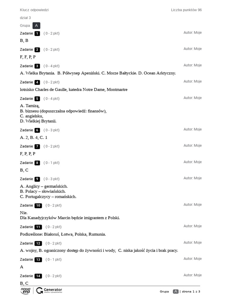 Klucz Odpowiedzi | PDF