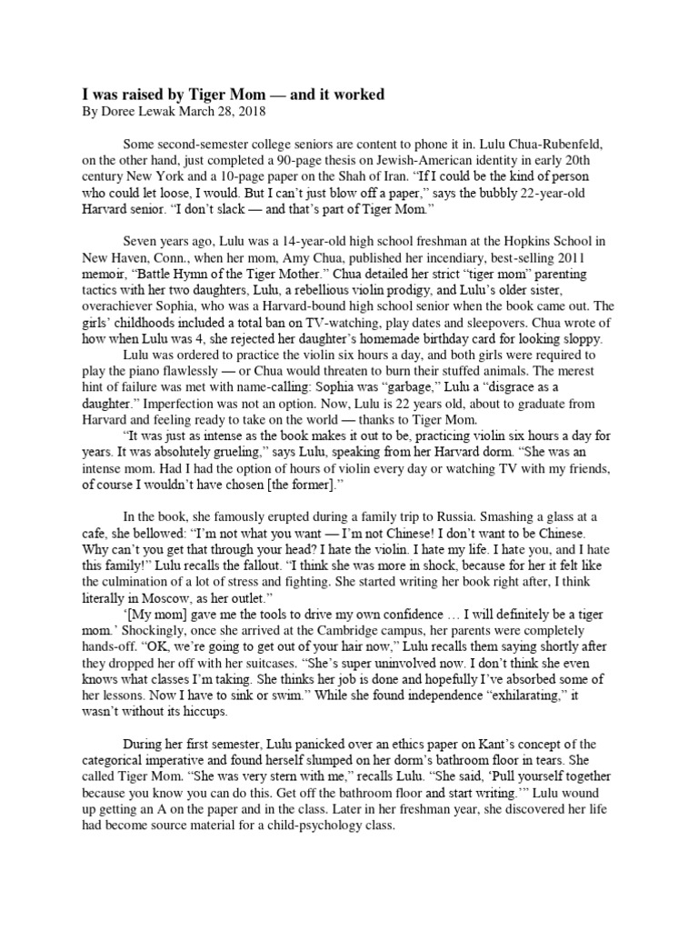 I Was Raised by Tiger Mom | PDF | Human Life Stages | Family