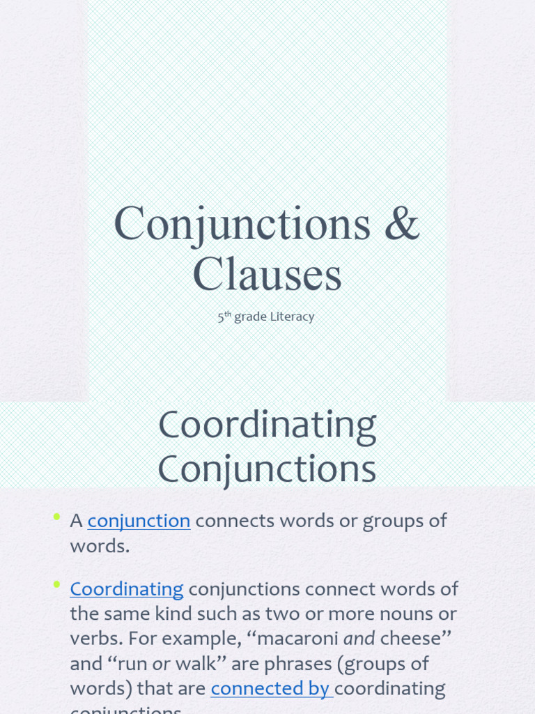 Conjunctions Clauses PPT Revised | PDF | Clause | Subject (Grammar)