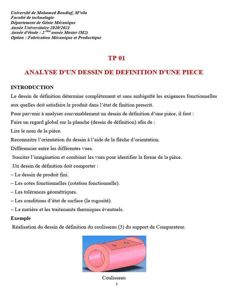 Analyse d'un dessin de définition | PDF | Tolérance géométrique | État ...