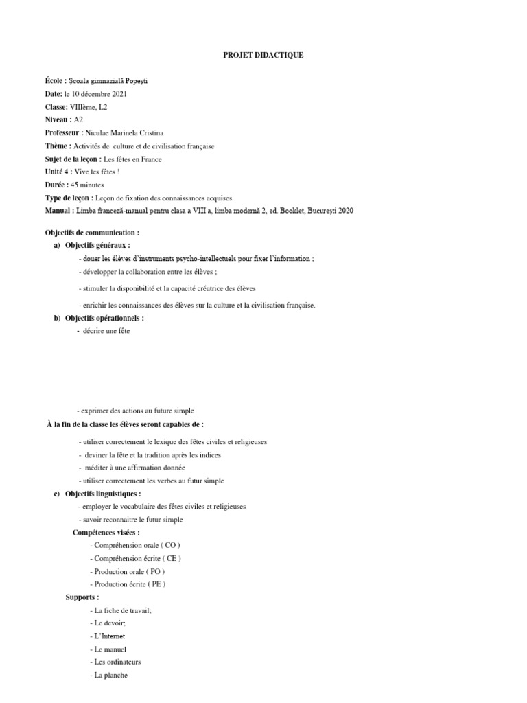 2 Proiect Didactic Clasa 8 Bun | PDF