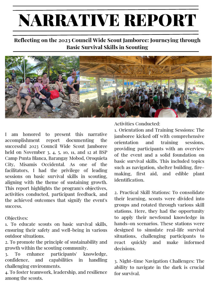 2023 Scout Jamboree Survival Skills Report | PDF | Psychological ...