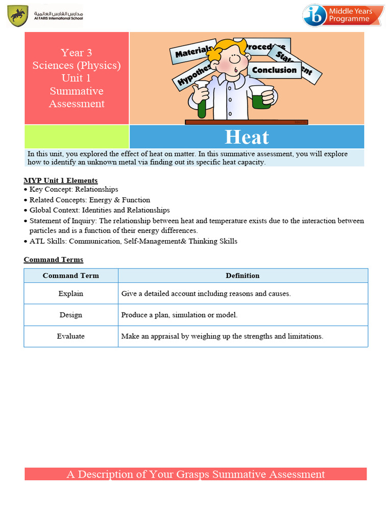 Y3 Sciences (Physics) U1 Summative Assessment Guidelines and TSC | PDF ...