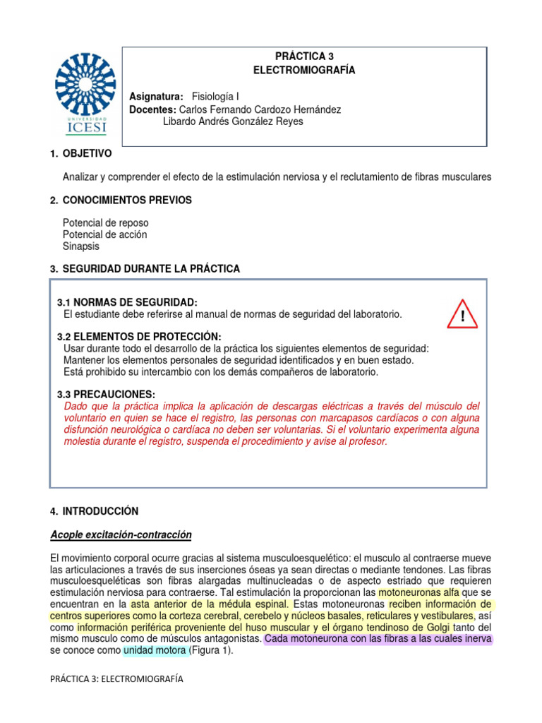 Lab 3-Electromiografía Guia Nueva | PDF | Músculo esquelético ...