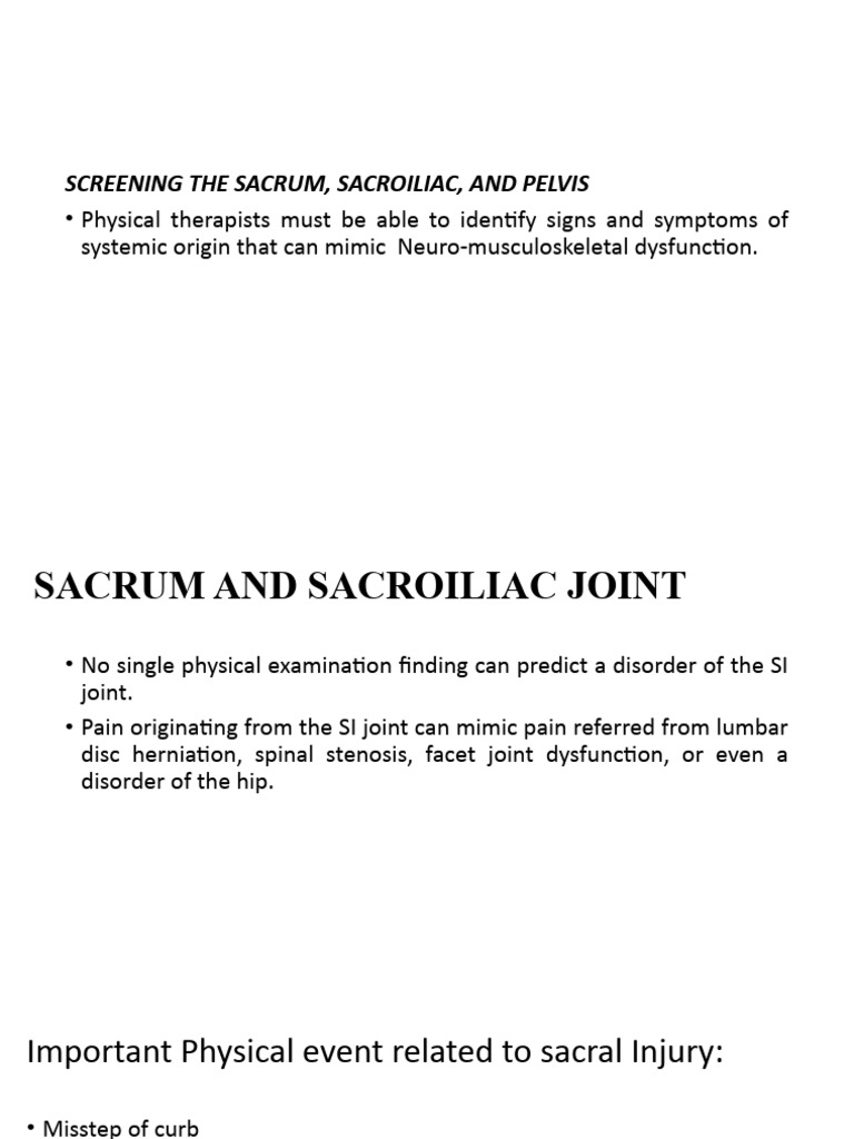Sacrum and SI Joint Pain Assessment Guide | PDF | Science & Mathematics