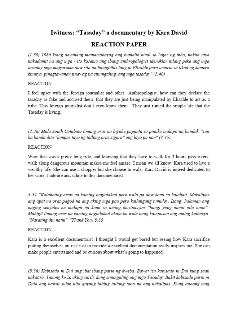 Tasaday Reaction Paper | PDF