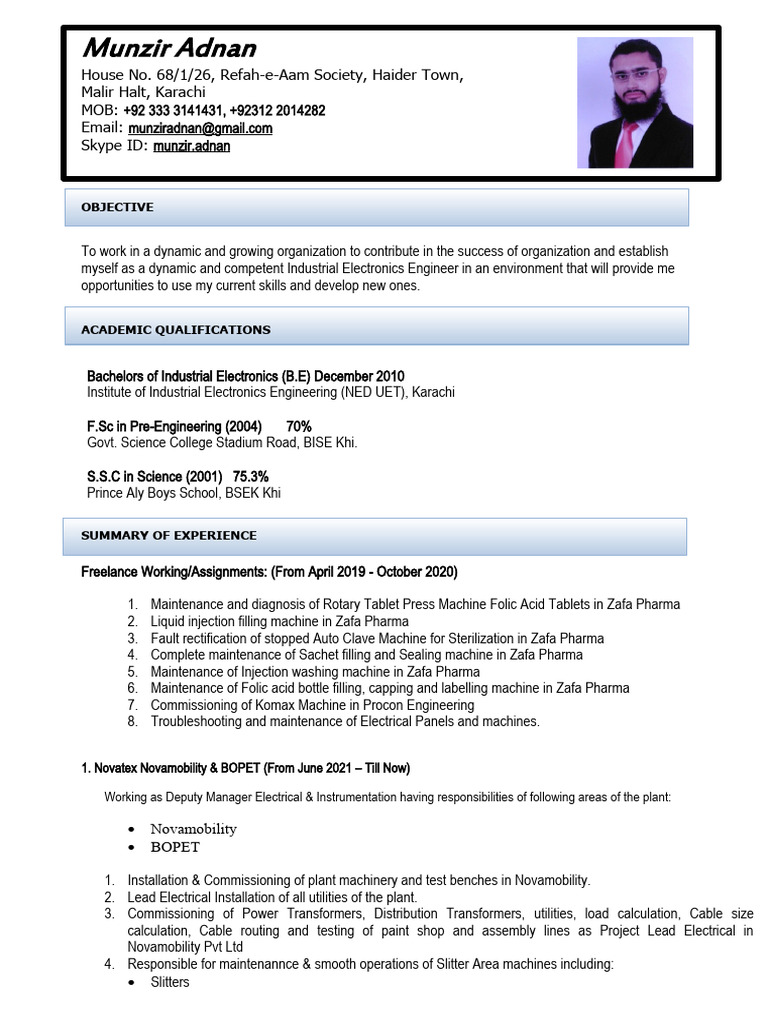 Electrical Engineer CV | PDF | Programmable Logic Controller ...