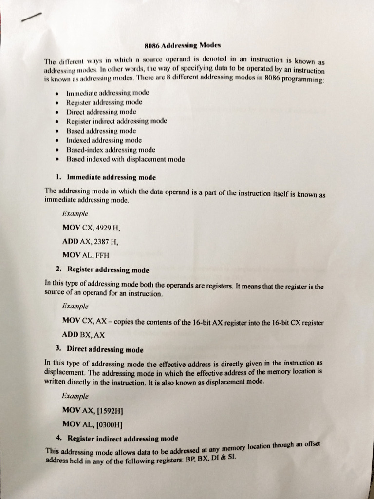 8086 Addressing Modes | PDF | Manufactured Goods | Computer Programming