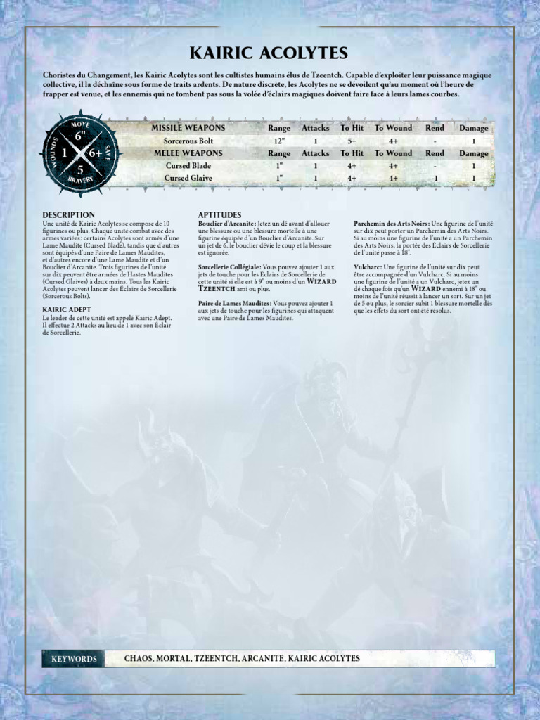 Kairic Acolytes : Unité Tzeentch en Détail | PDF