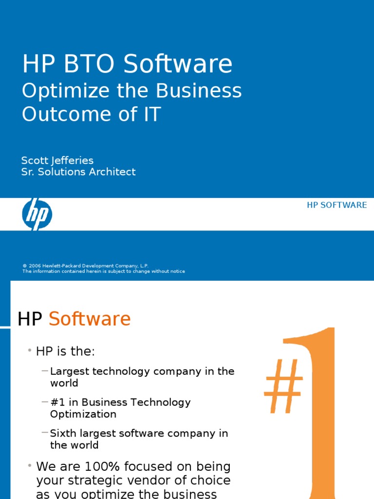HP BTO Software: Optimize The Business Outcome of IT | PDF | Service ...