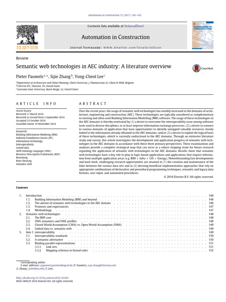 Semantic Web in AEC: A Literature Review | PDF | Semantic Web | Resource Description Framework