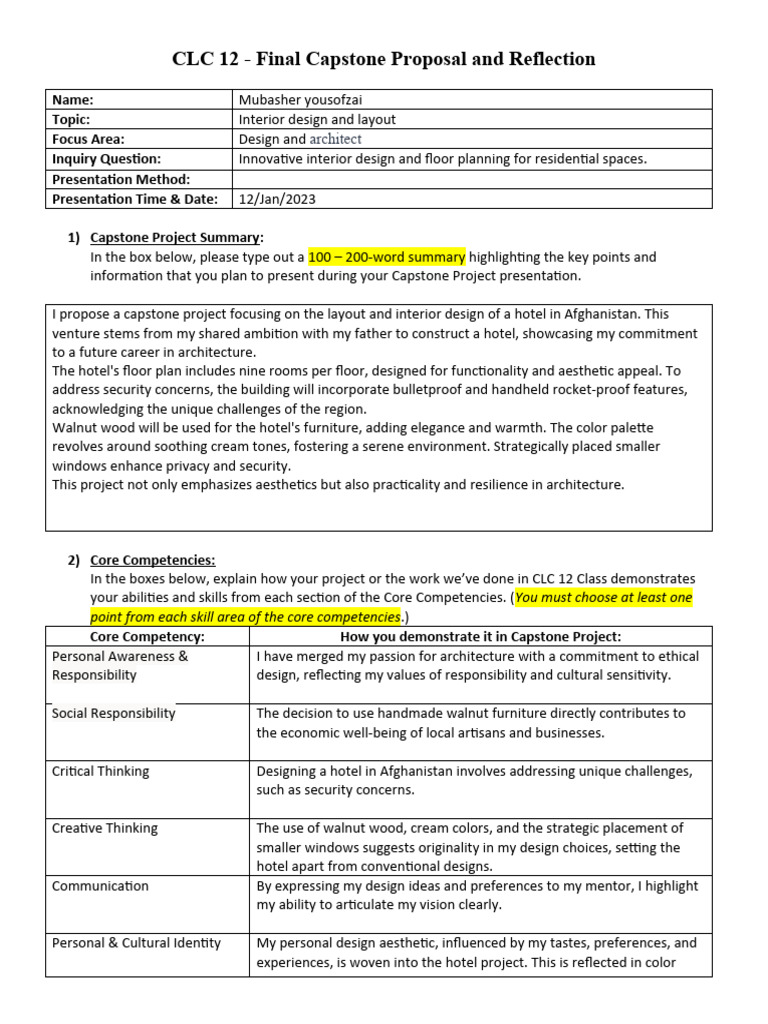 CLC 12-Combined Final Capstone Proposal Ref | PDF | Design | Interior ...