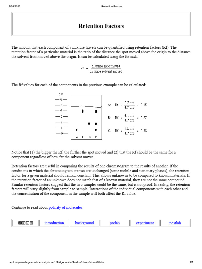 Retention Factors | PDF