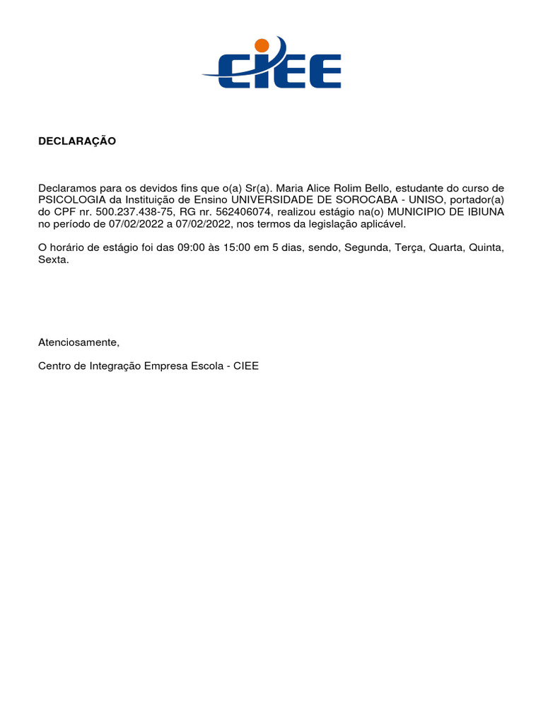 Declaracao Desligamento | PDF