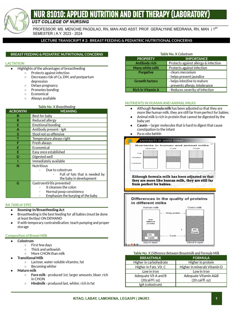 1.2.2 Nutri Lab Breastfeeding - Rle 1 | PDF | Cooking, Food & Wine ...