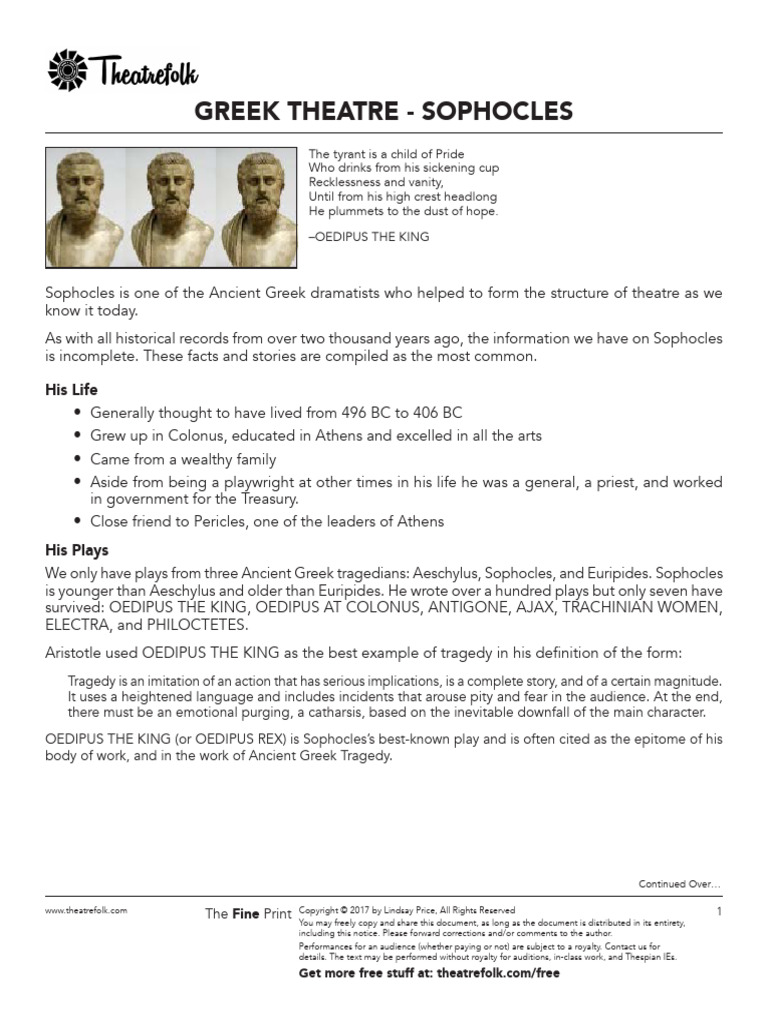 Greek Theatre Sophocles Shivam | PDF | Sophocles