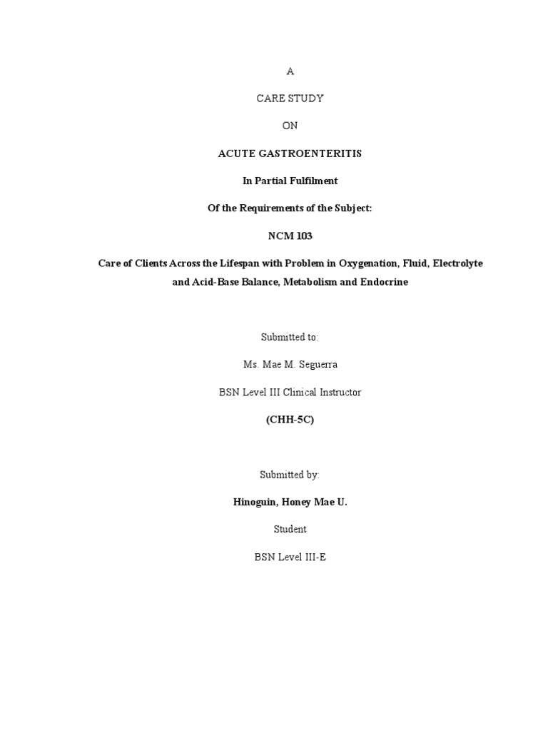Acute Gastroenteritis Case Study | PDF | Gallbladder | Human Digestive ...