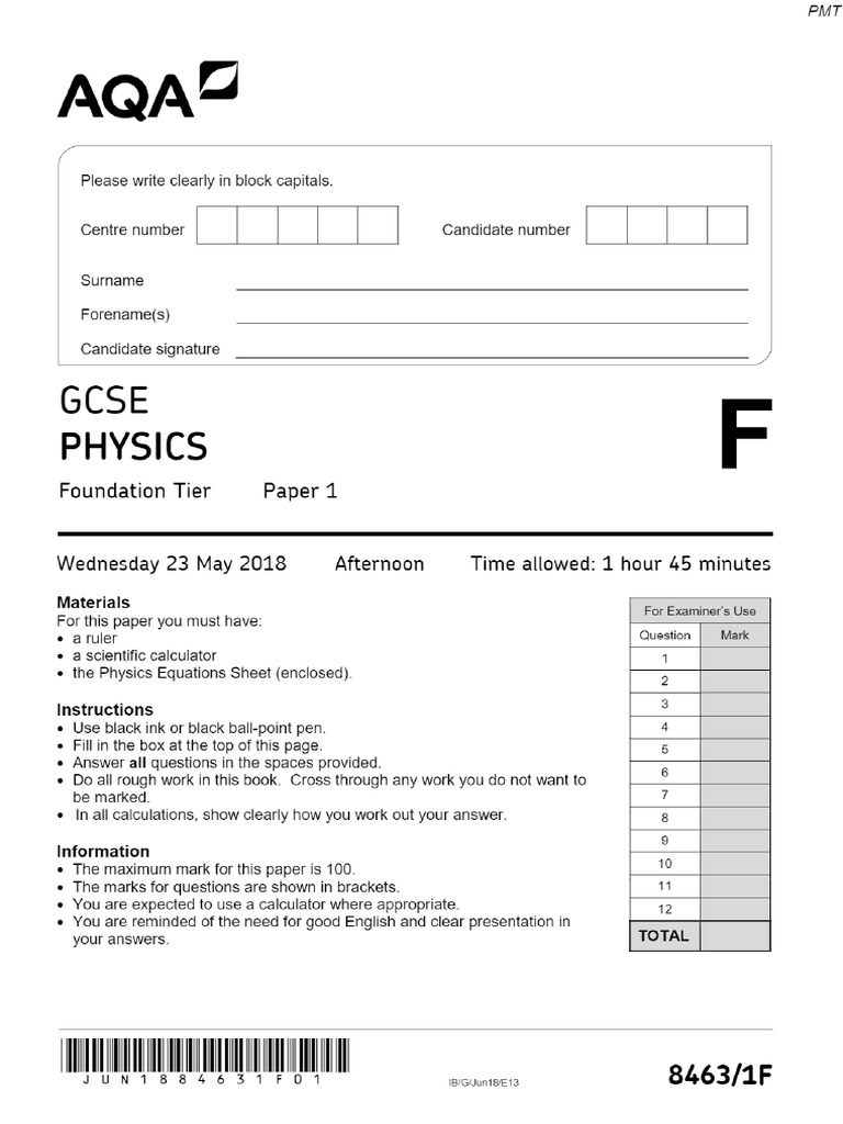 June 2018 QP Phy | PDF