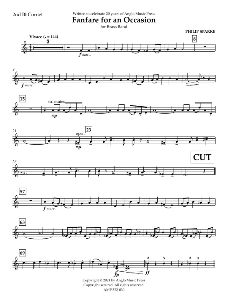 Sparke Fanfare For An Occasion - 2nd BB Cornet | PDF