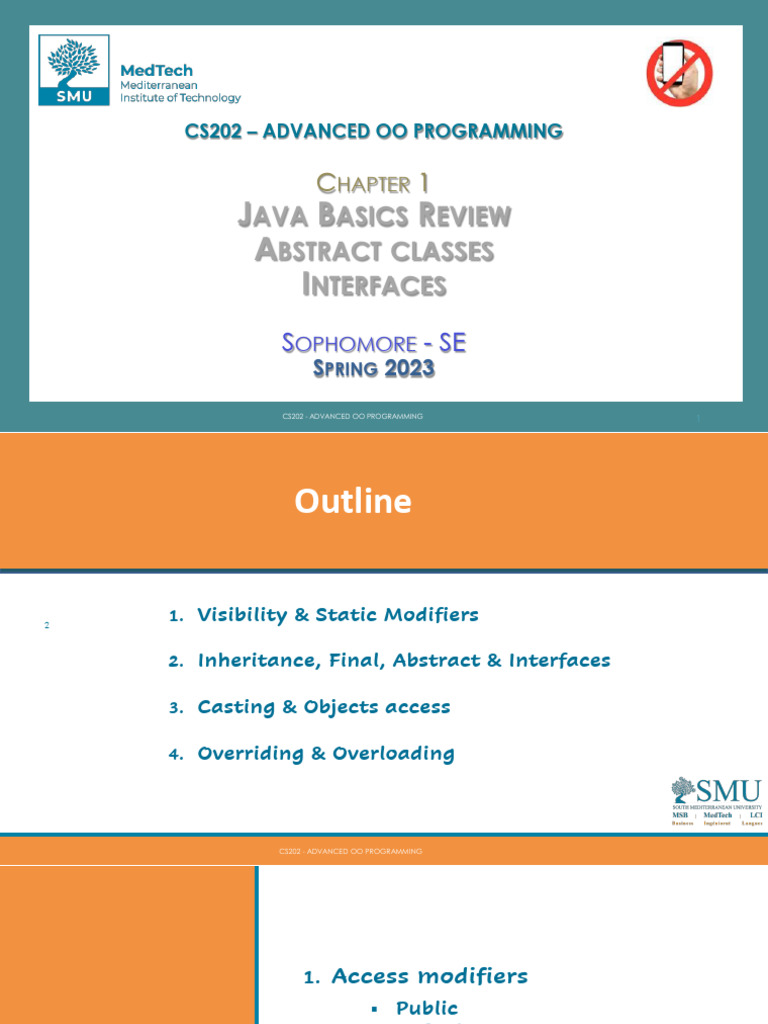 CS202 - Chapter 1 - Java Bascis - Abstract Classes - Interfaces | PDF | Class (Computer ...