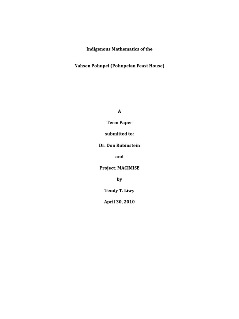 Indigenous Mathematics in Pohnpeian Nahs | PDF | Social Science ...