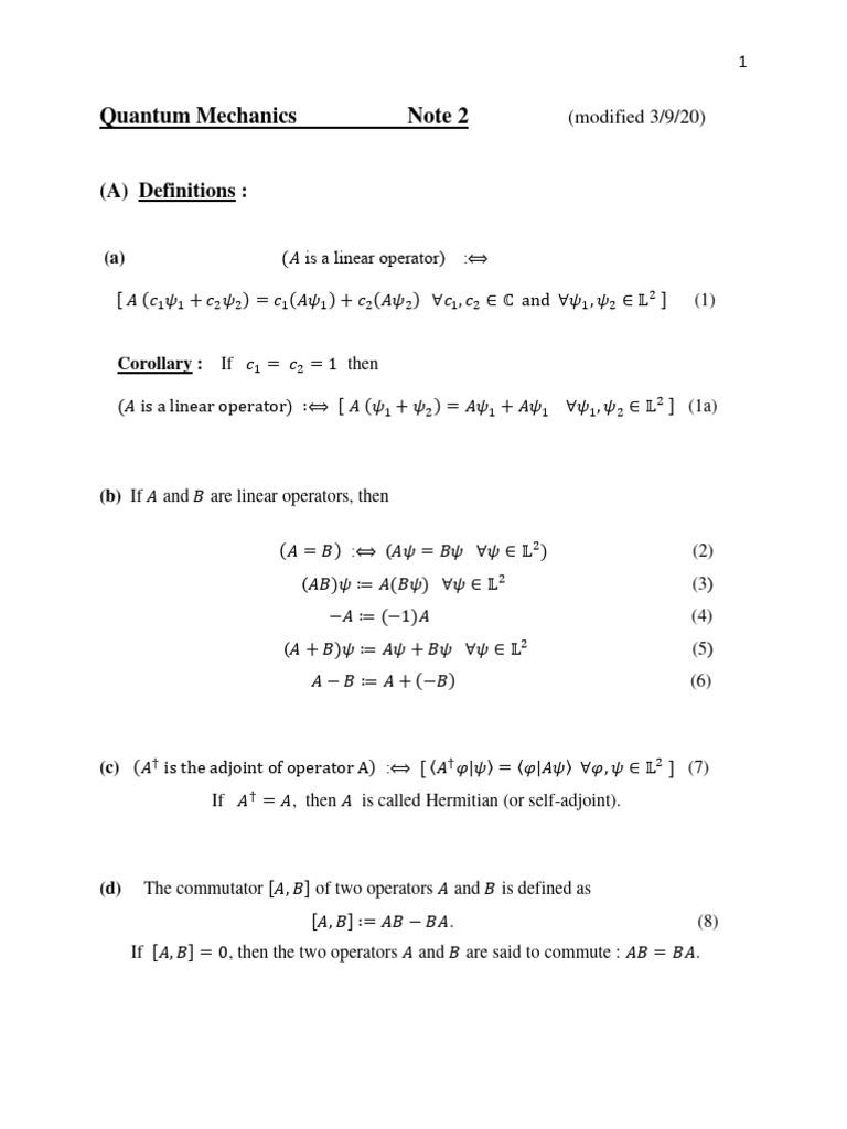 QM Note2 | PDF | Mathematical Analysis | Quantum Mechanics