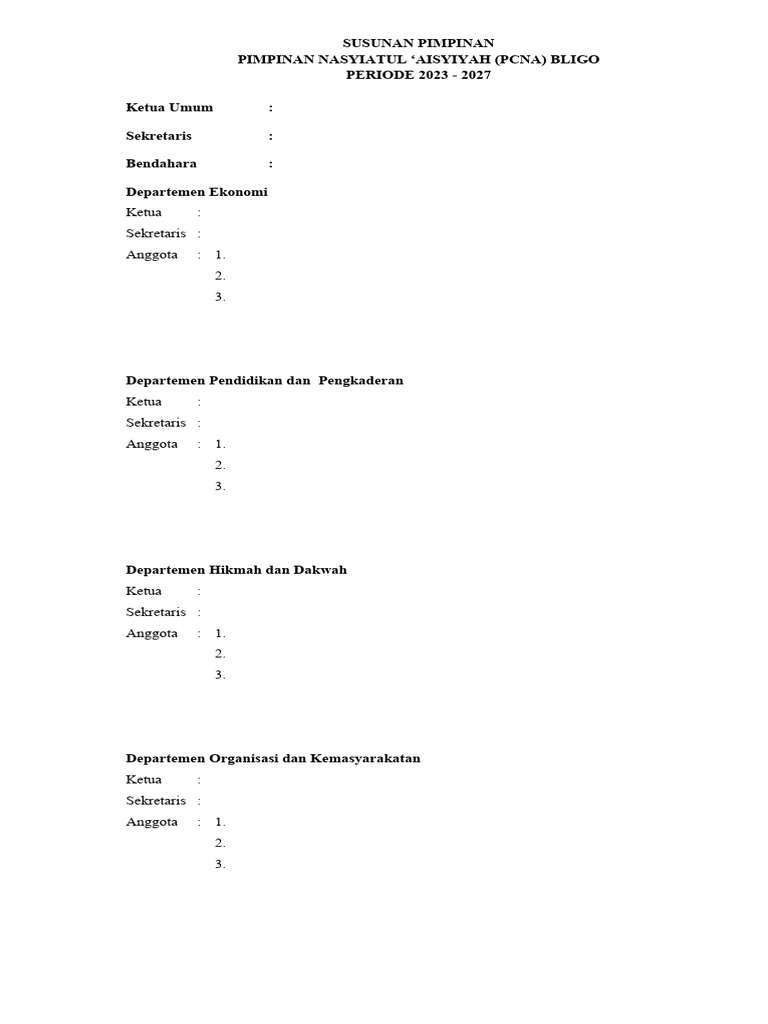 Struktur Dan Proker PCNA BLIGO | PDF | Kesehatan Holistik