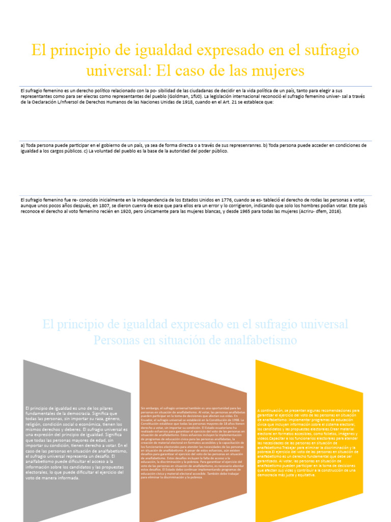 El Principio de Igualdad Expresado en El Sufragio Universal | PDF | Votación | Sufragio