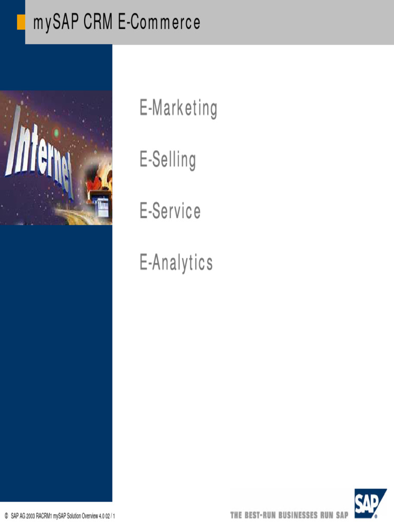 Get An Overview of mySAP CRM E-Commerce | PDF | Customer Relationship ...
