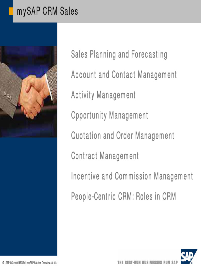 Overview of mySAP CRM Sales Functions | PDF | Finance & Money ...