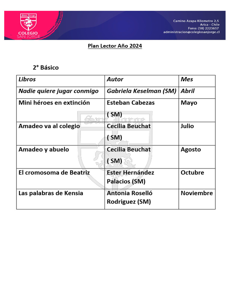 PLAN LECTOR 2024 2 Basico | PDF