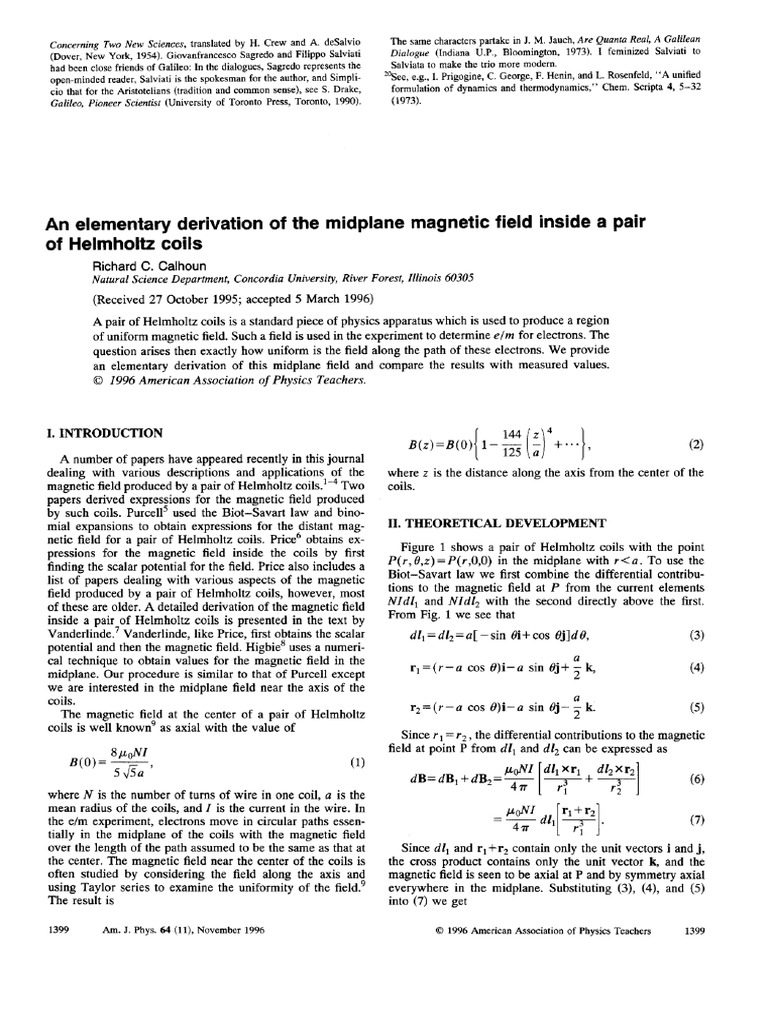 03 An Elementary Derivation of The Midplane Magnetic Field | PDF