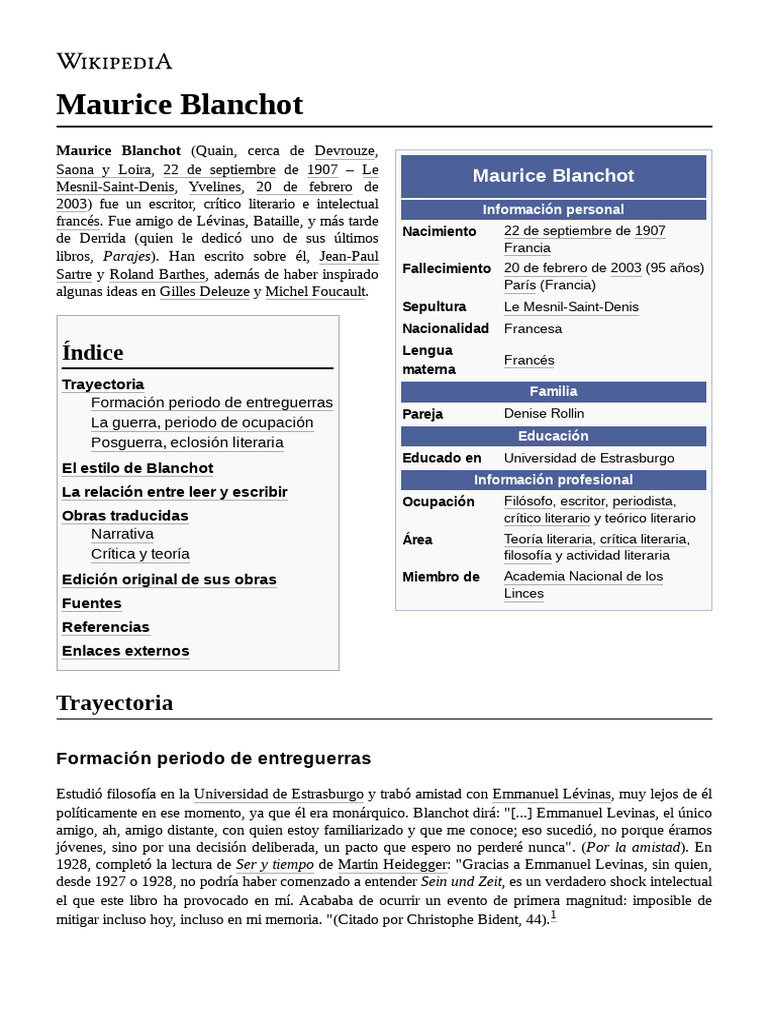 Maurice Blanchot | PDF | Historia | Clásicos