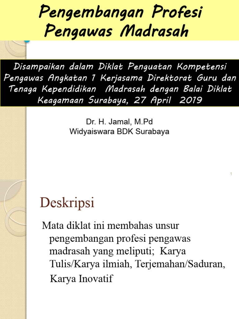 Pengembangan Profesi Pengawas Madrasah | PDF