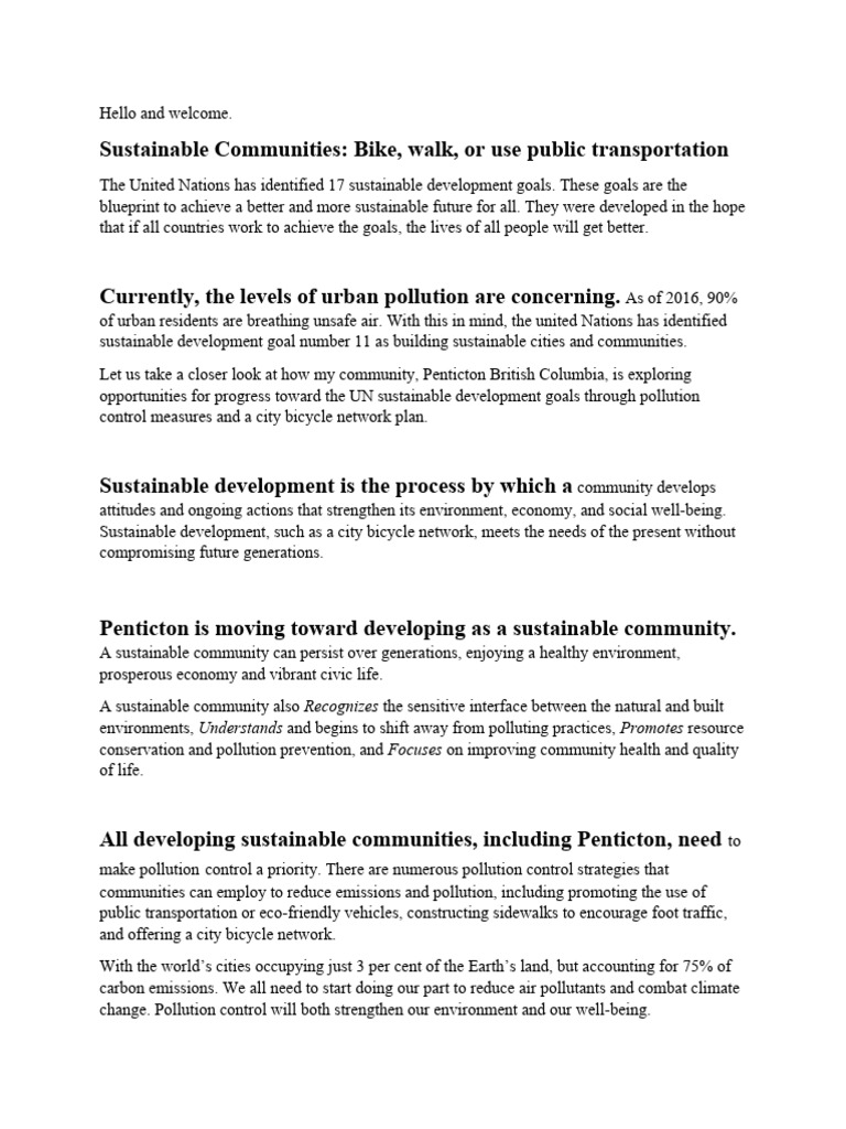 Sustainable Communities Script | PDF | Sustainability | Sustainable ...